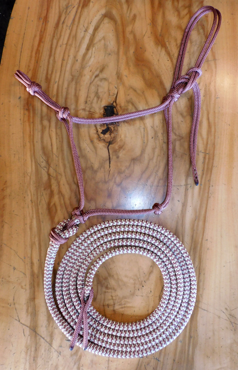Pre made- Training halter and 12ft lead set light brown zig zag ...