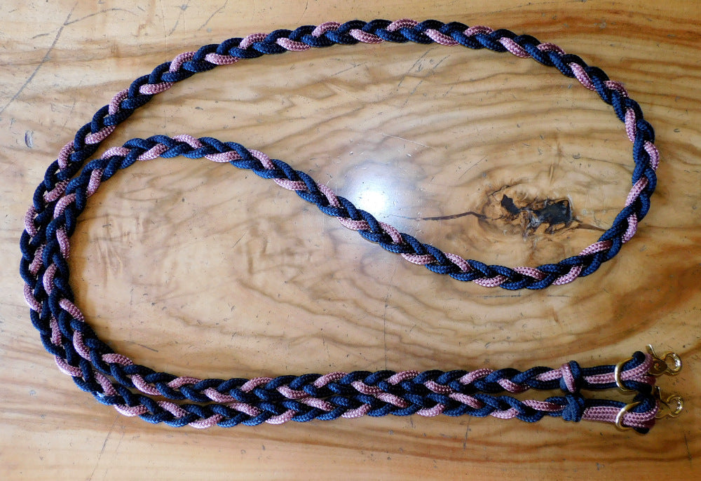 Pre made-Plaited reins Black/light brown – Earthhorse equipment