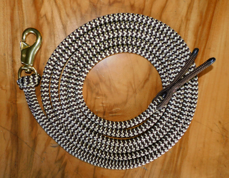 Marine rope loop training lead with brass bullclip 12 or 14ft dark bro ...