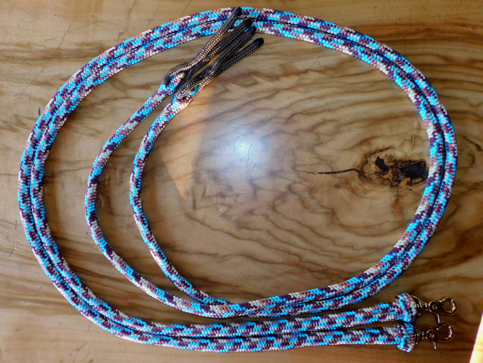 Split rope reins "Arizona Sky" brass or stainless steel clips ...