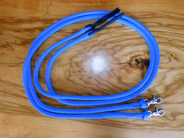 Split rope reins "Royal blue" brass or stainless steel clips ...
