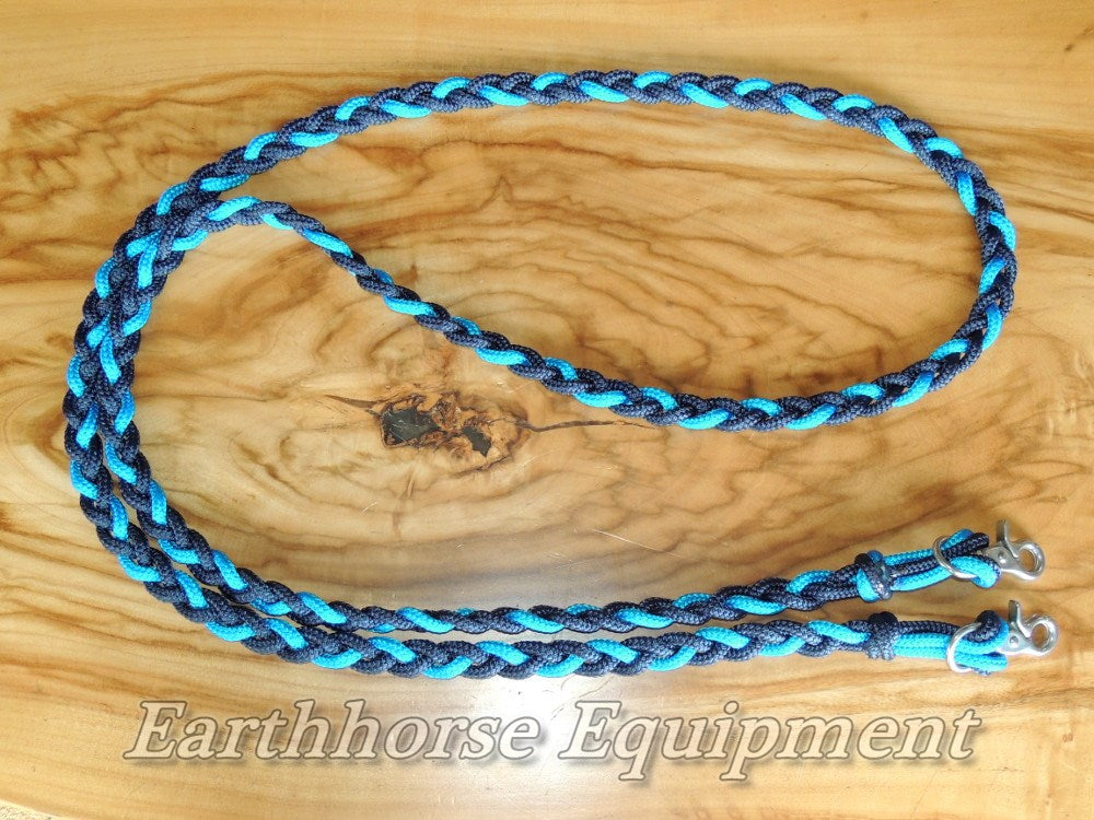 Plaited rope reins, heaps of colour combinations – Earthhorse equipment